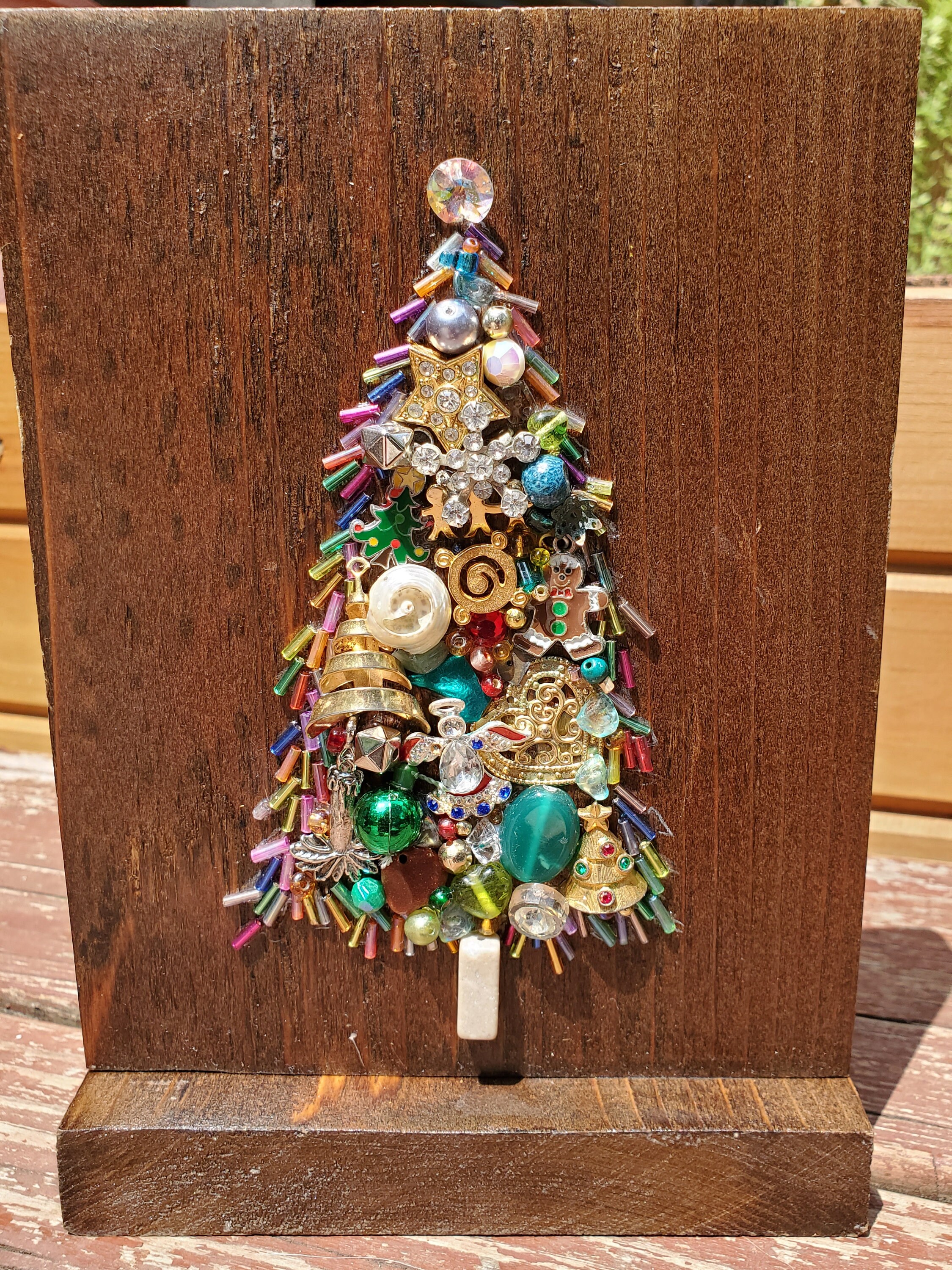 Christmas Tree Framed Artwork, MADE TO ORDER, Vintage Jewelry Art ...