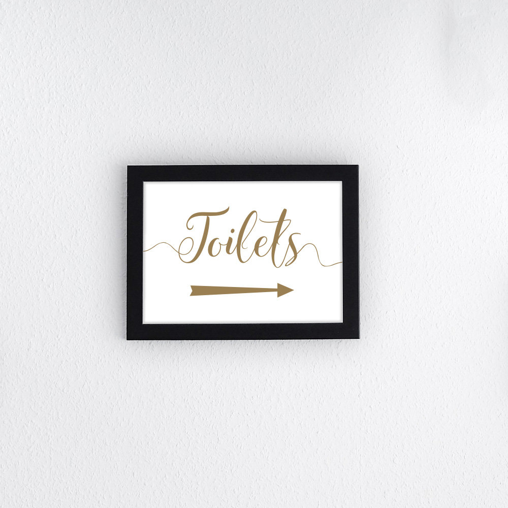 Gold Toilets Sign. Wedding Restroom Directions Left & Right Arrows ...