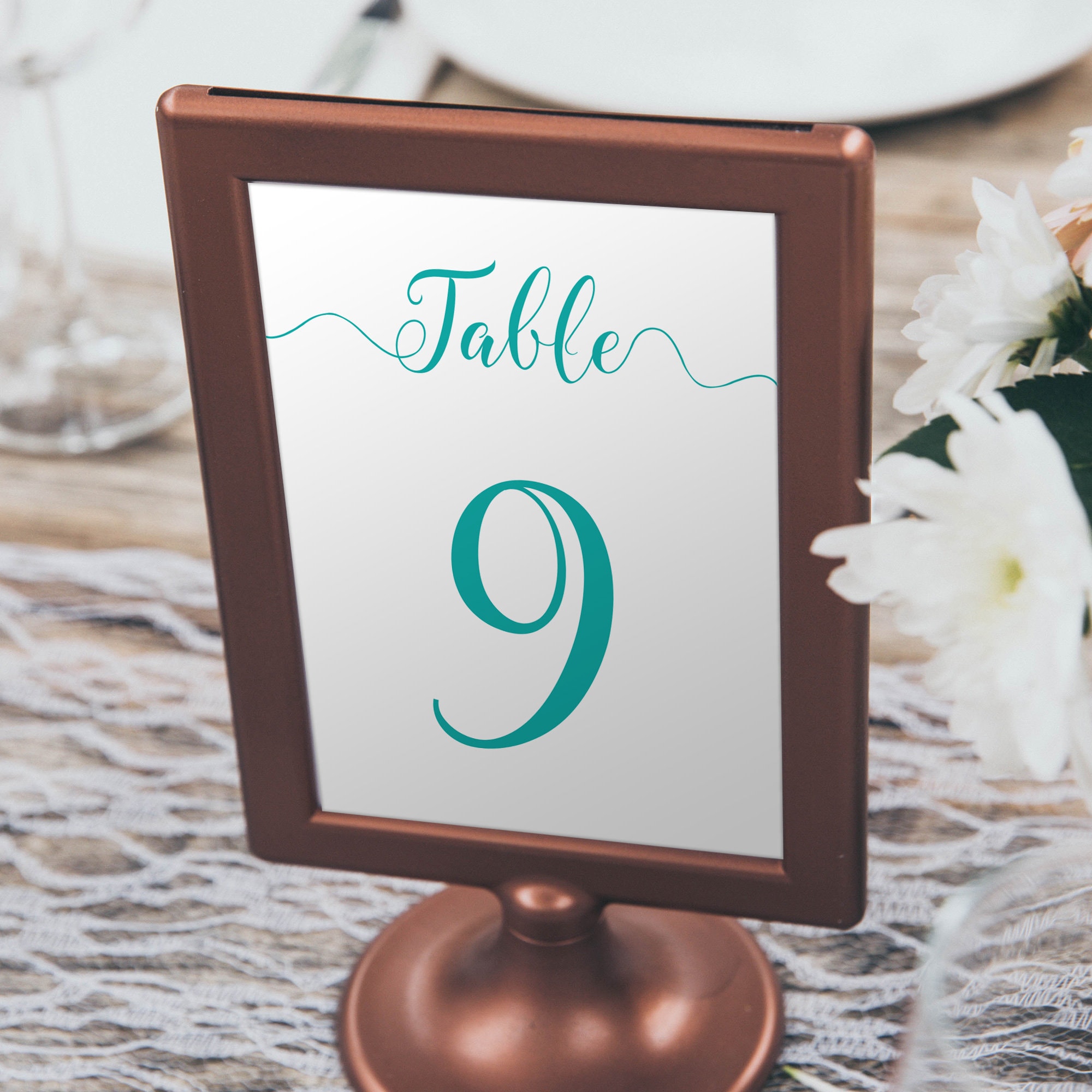 Turquoise Wedding Table Numbers PDF 5x7 - Etsy