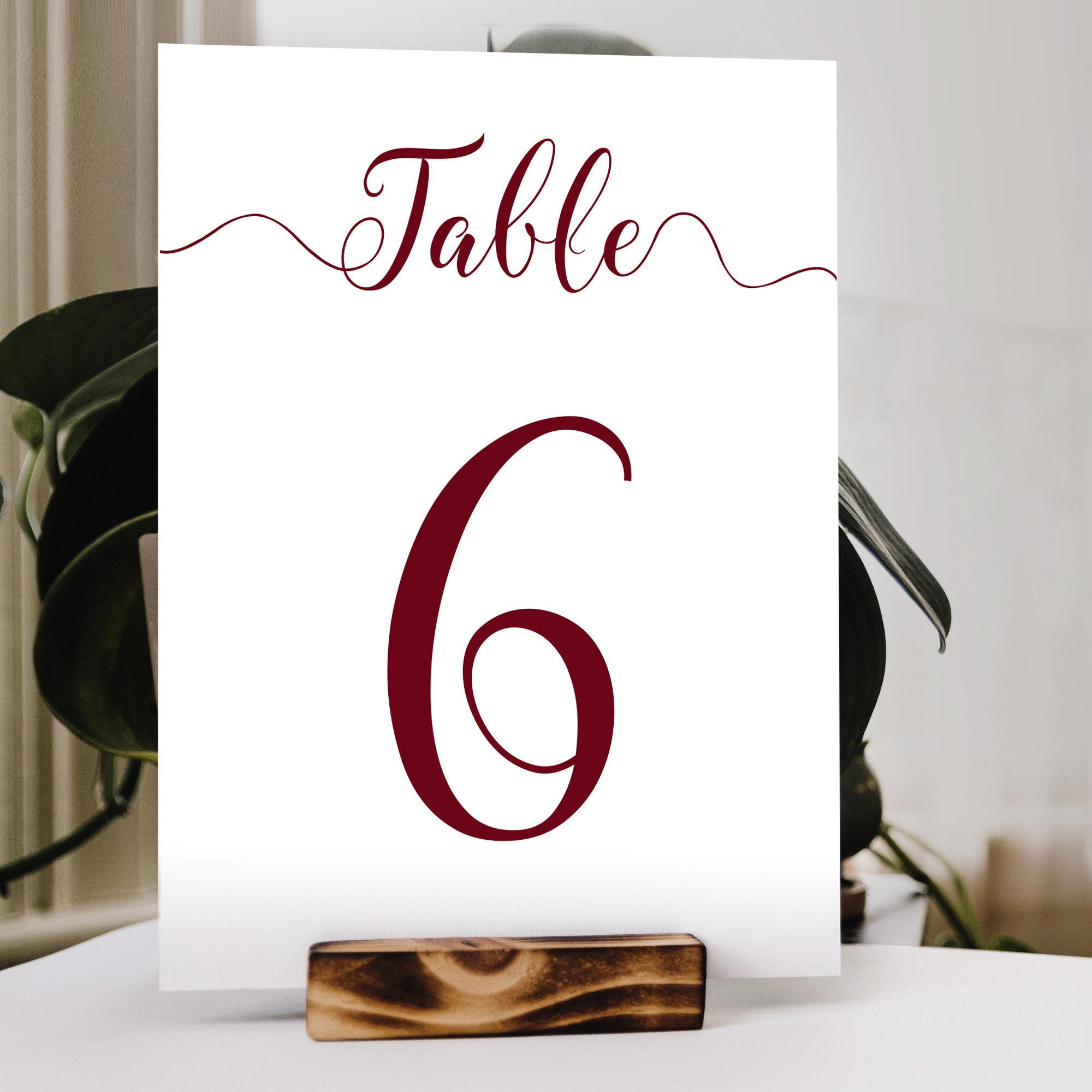 Burgundy Table Numbers 5x7 Printable PDF - Etsy