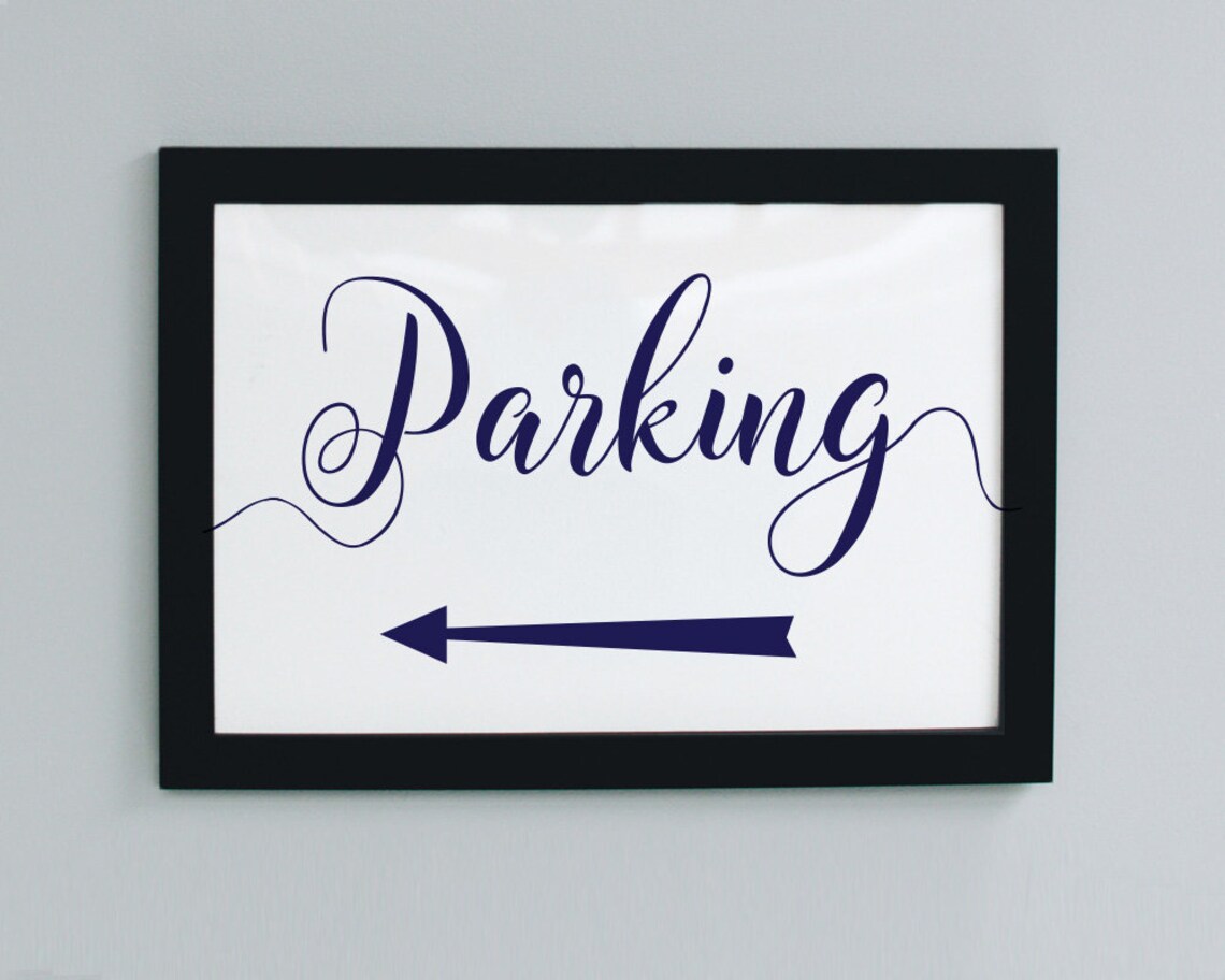 Parking Directions Sign Navy. Wedding Car Park Arrows. Parking Lot Left ...