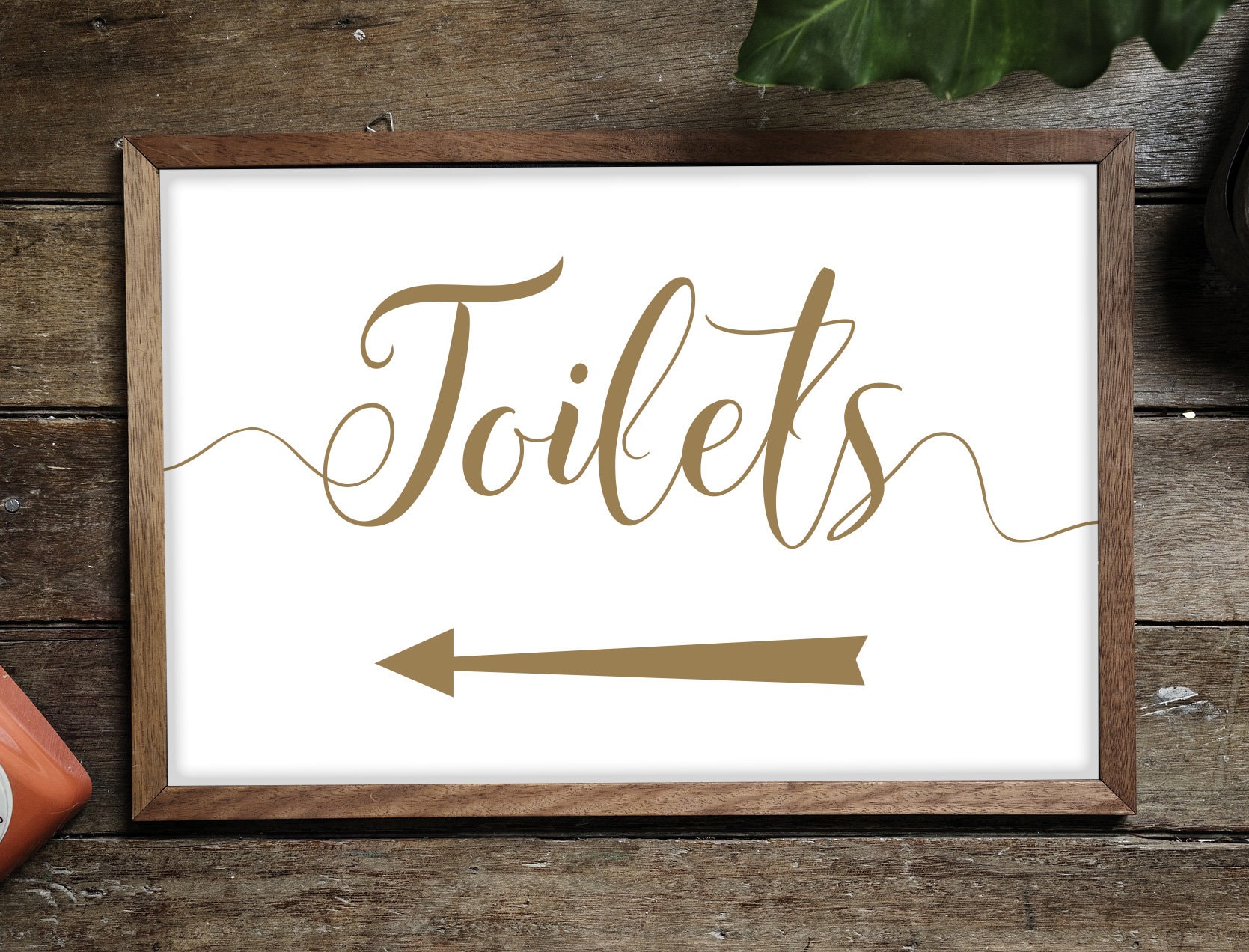 Gold Toilets Sign. Wedding Restroom Directions Left & Right Arrows ...