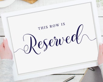 This Row is Reserved Wedding Sign - Etsy