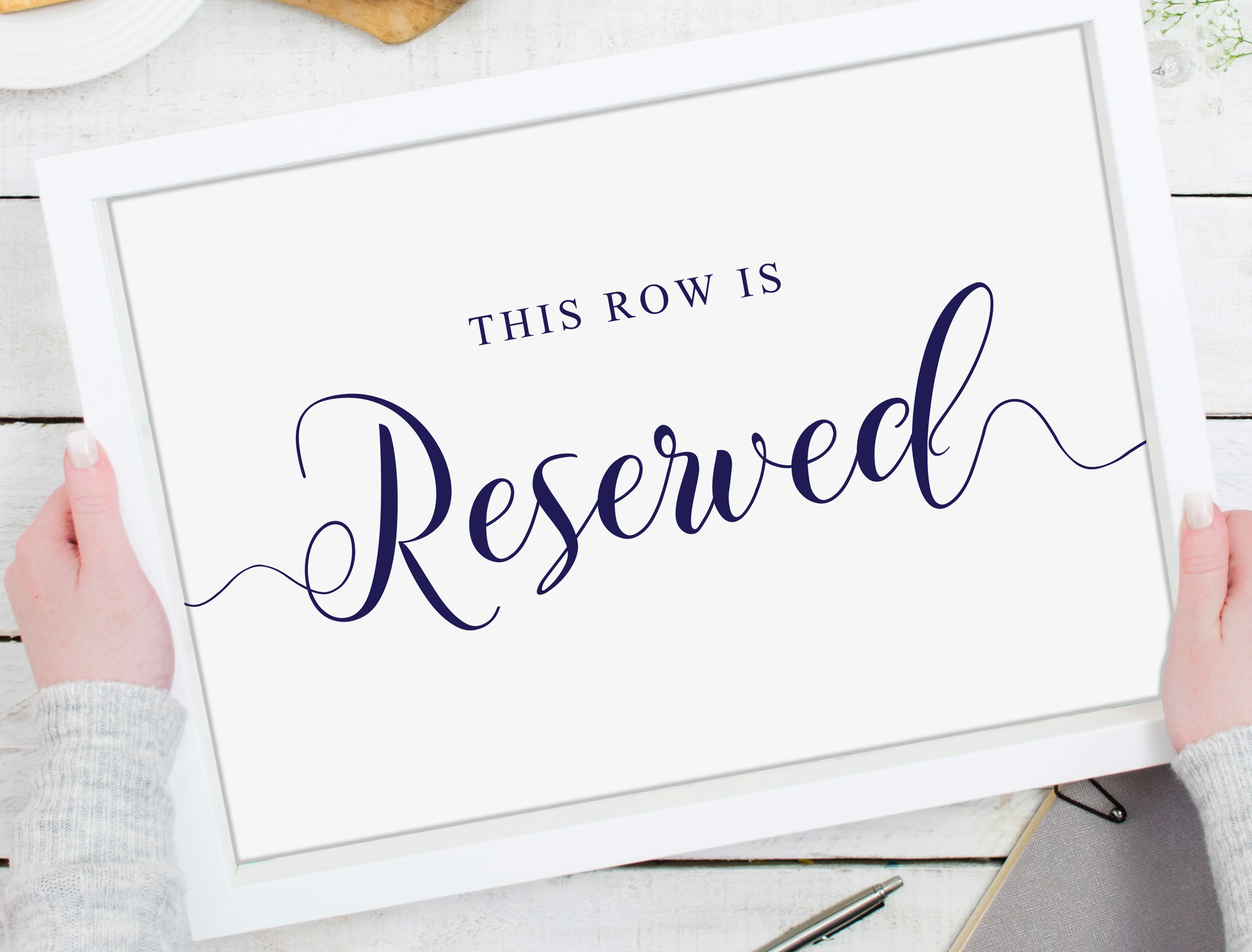 Reserved Sign Navy Wedding Sign This Row is Reserved Printable Download ...