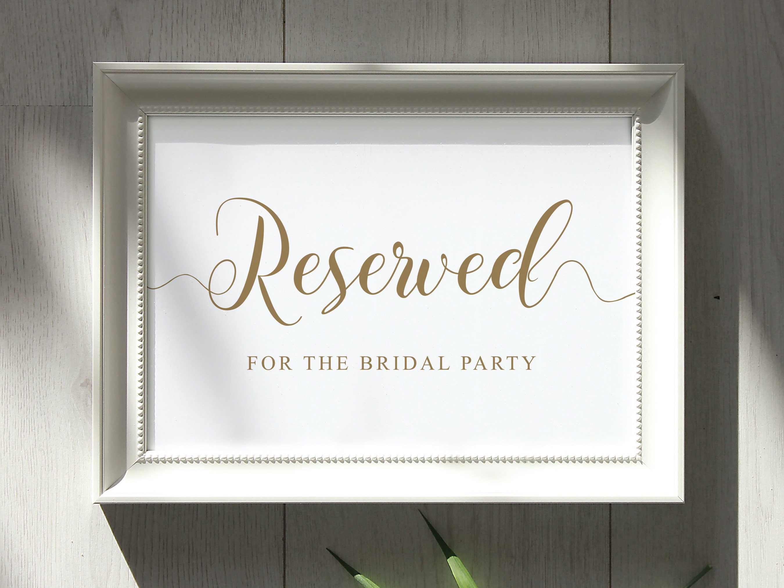 Reserved Sign Reserved for the Bridal Party Gold Wedding Sign PDF ...
