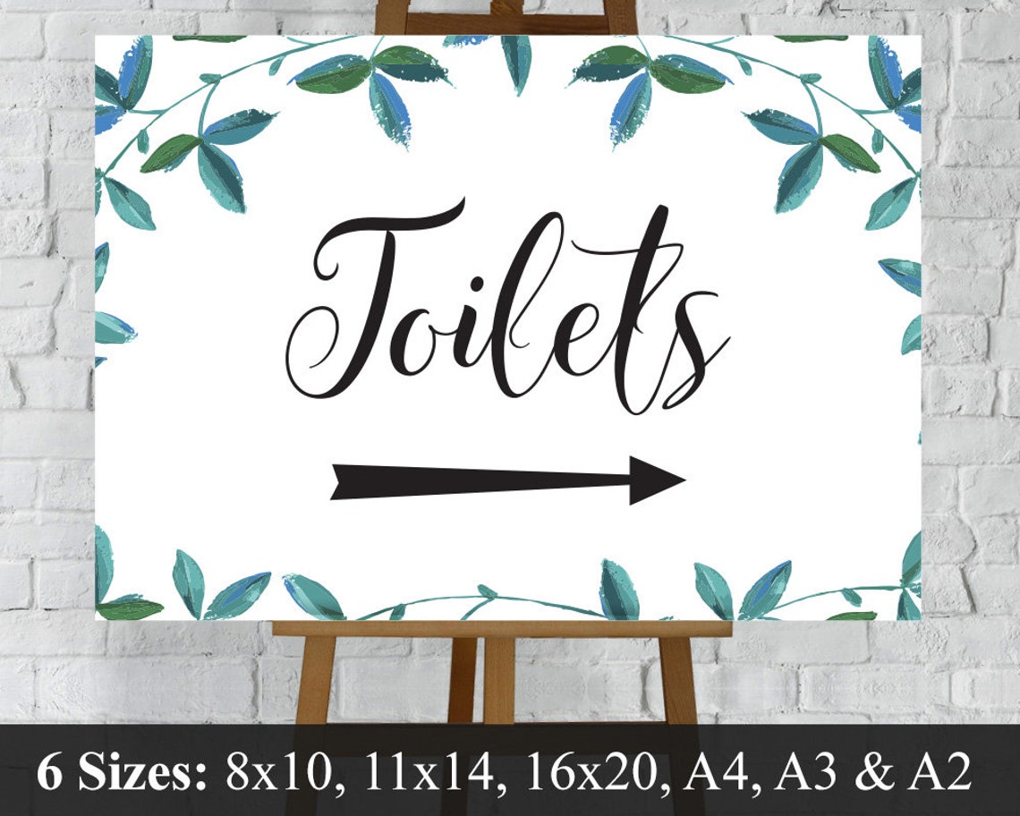 Toilet Sign. Wedding Restrooms Directions Toilets Left & Right | Etsy