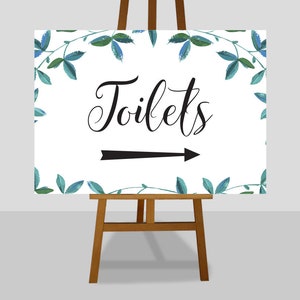 Toilet Sign. Wedding Restrooms Directions Toilets Left & Right Arrows ...