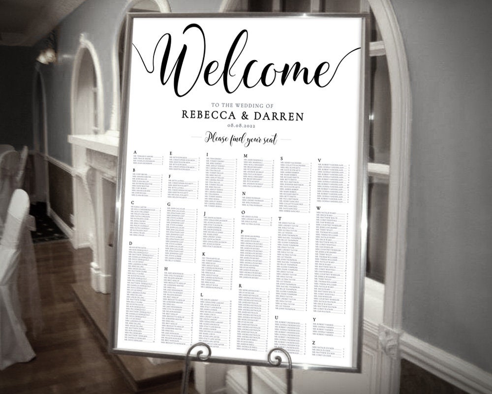 36x48 Seating Chart Template 400 Guests - Etsy