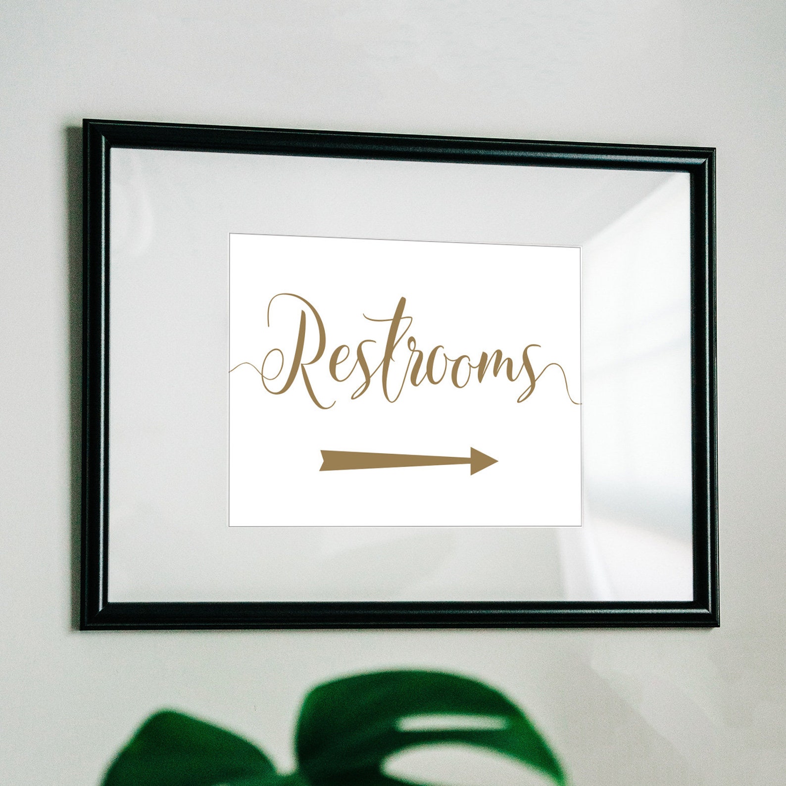 Wedding Restrooms Sign Gold. Directions Toilets Left & Right Arrows ...