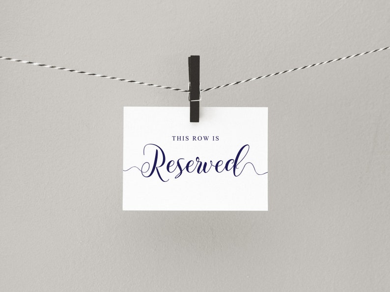 Navy Reserved Seating Sign: Wedding Ceremony Printable (digital ...