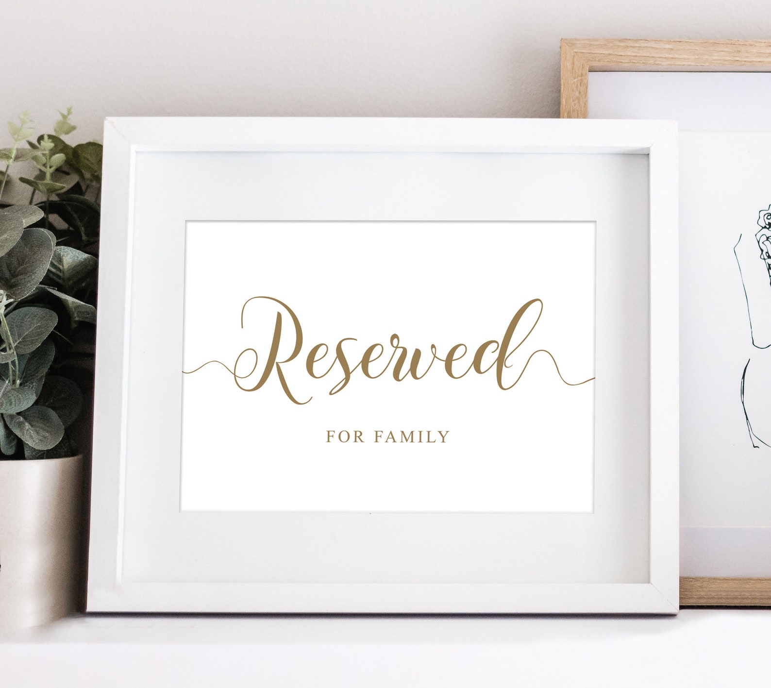 Reserved Seat Sign - Gold Wedding Reserved for Family Downloadable PDF ...