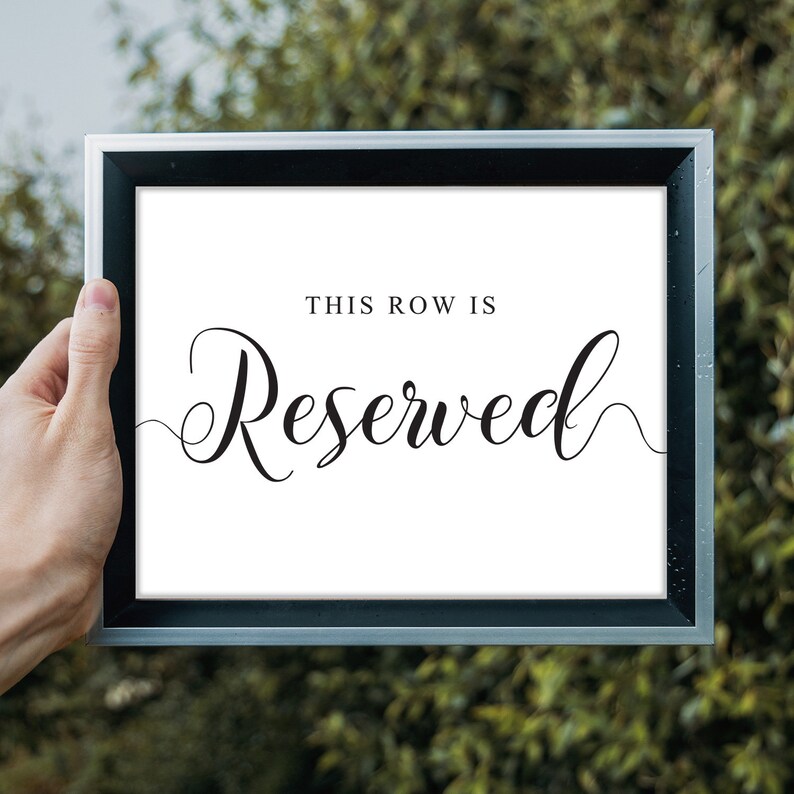 This Row is Reserved Sign Wedding Printable Download - Etsy