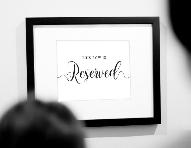 This Row is Reserved Sign Wedding Printable Download - Etsy