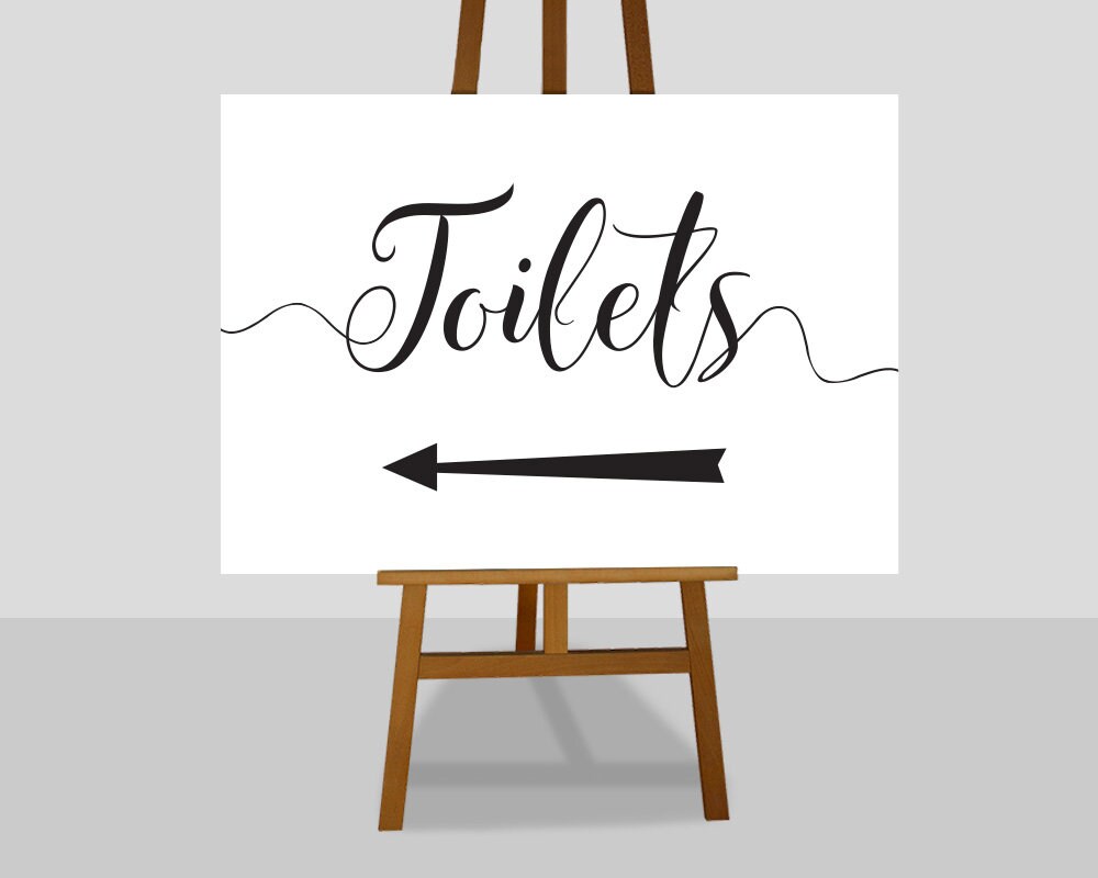 Toilets Sign. Wedding Restroom Directions Left & Right Arrows Printable ...