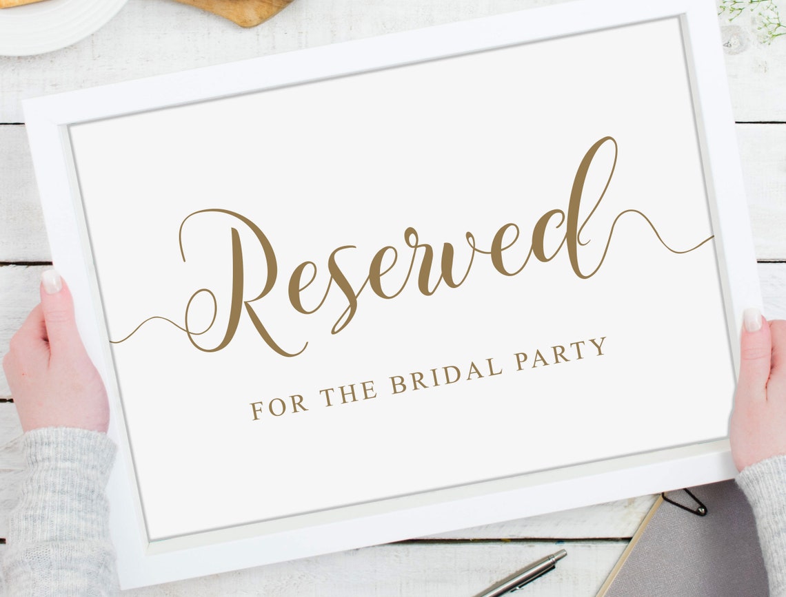 Reserved Sign Reserved for the Bridal Party Gold Wedding - Etsy UK