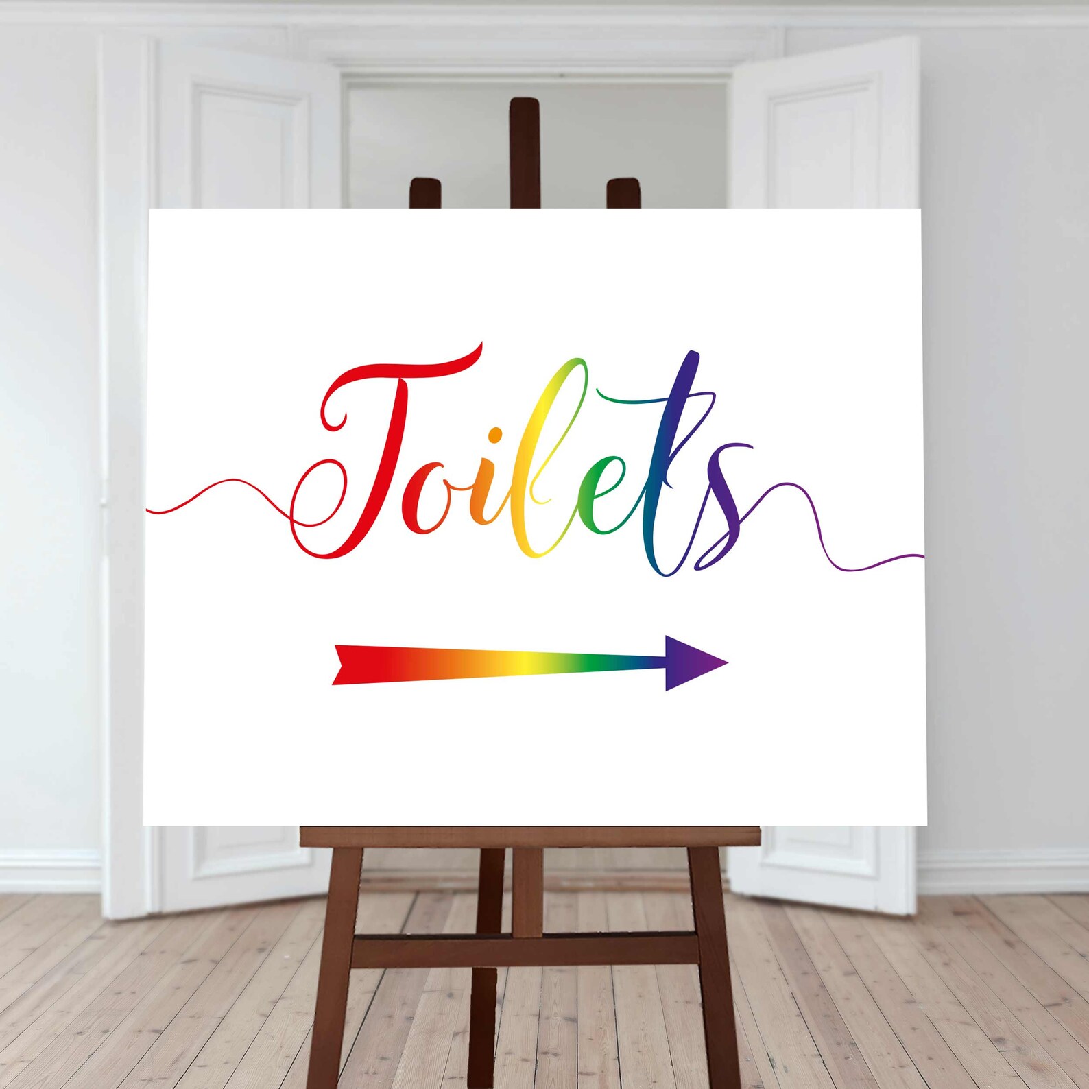 Rainbow Toilets Sign. Left & Right Arrow Wedding Restroom Directions ...