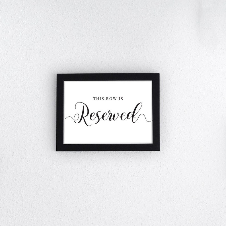 This Row is Reserved Sign Wedding Printable Download - Etsy
