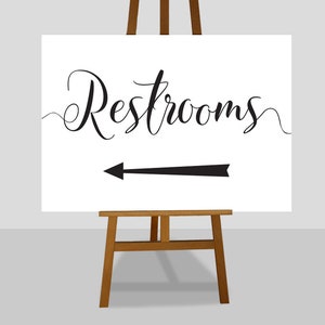 Wedding Restrooms Sign. Directions Toilets Left & Right Arrows ...