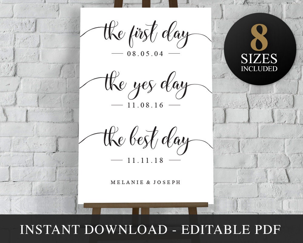 Memorable Dates Sign. Wedding Dates Printable, Editable Instant ...