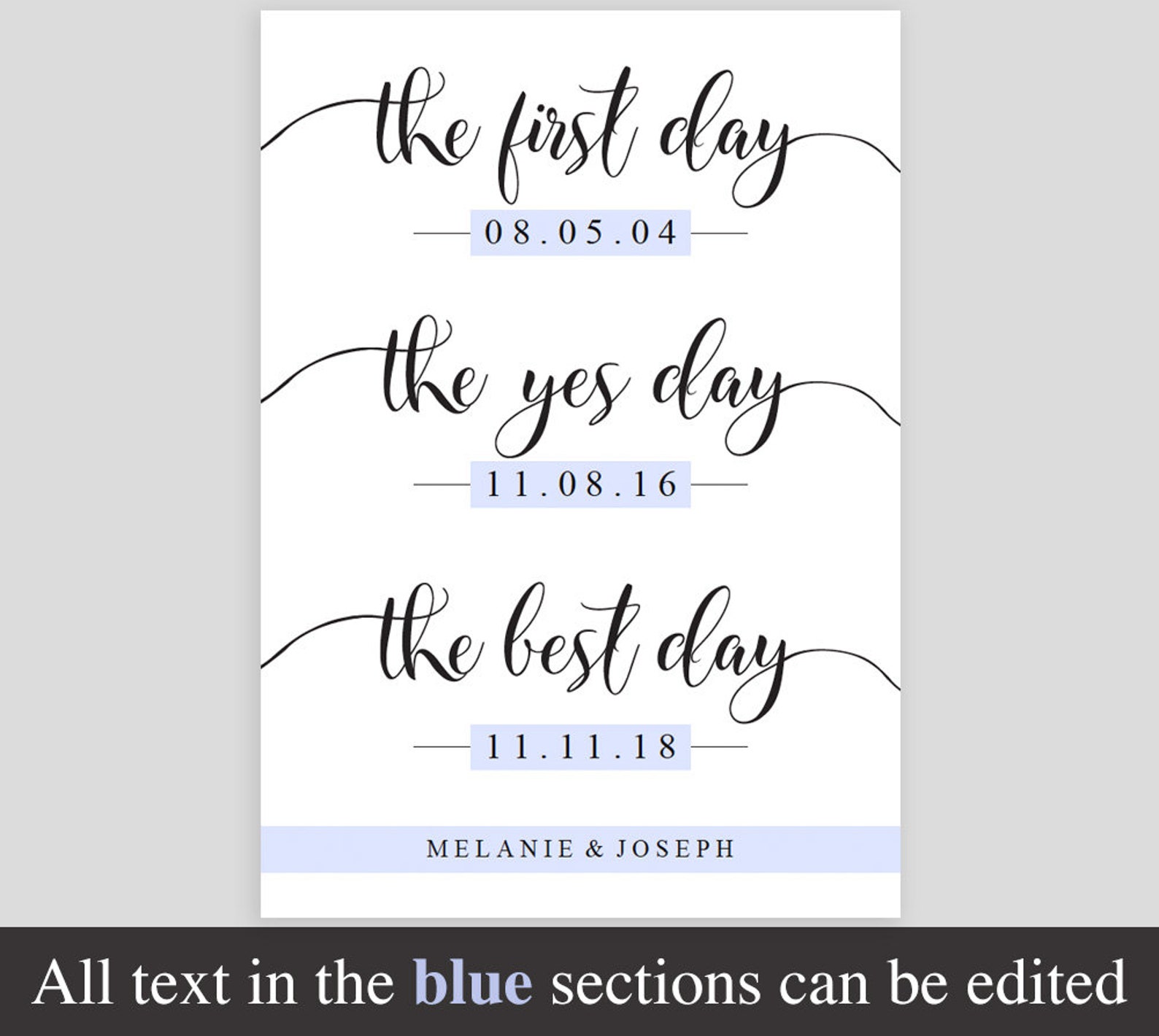 Memorable Dates Sign. Wedding Dates Printable Editable - Etsy