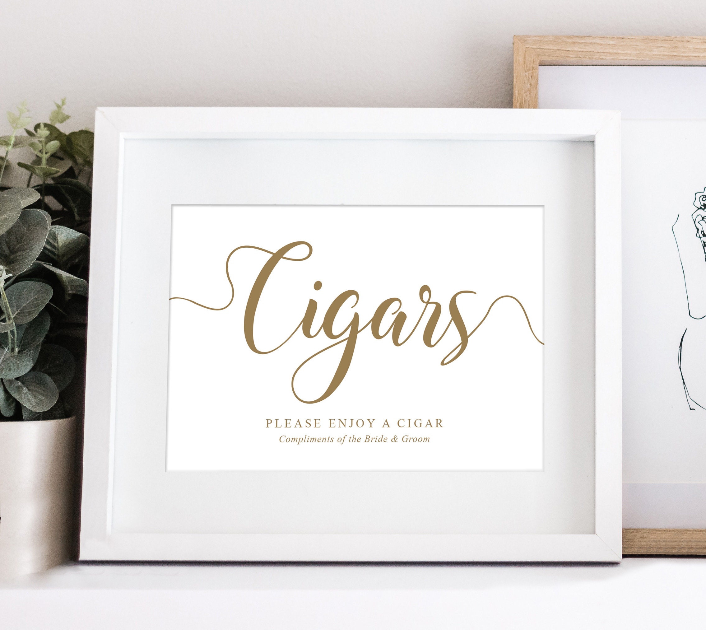 Cigars Sign Gold Wedding Cigar Bar Sign PDF Instant Download - Etsy