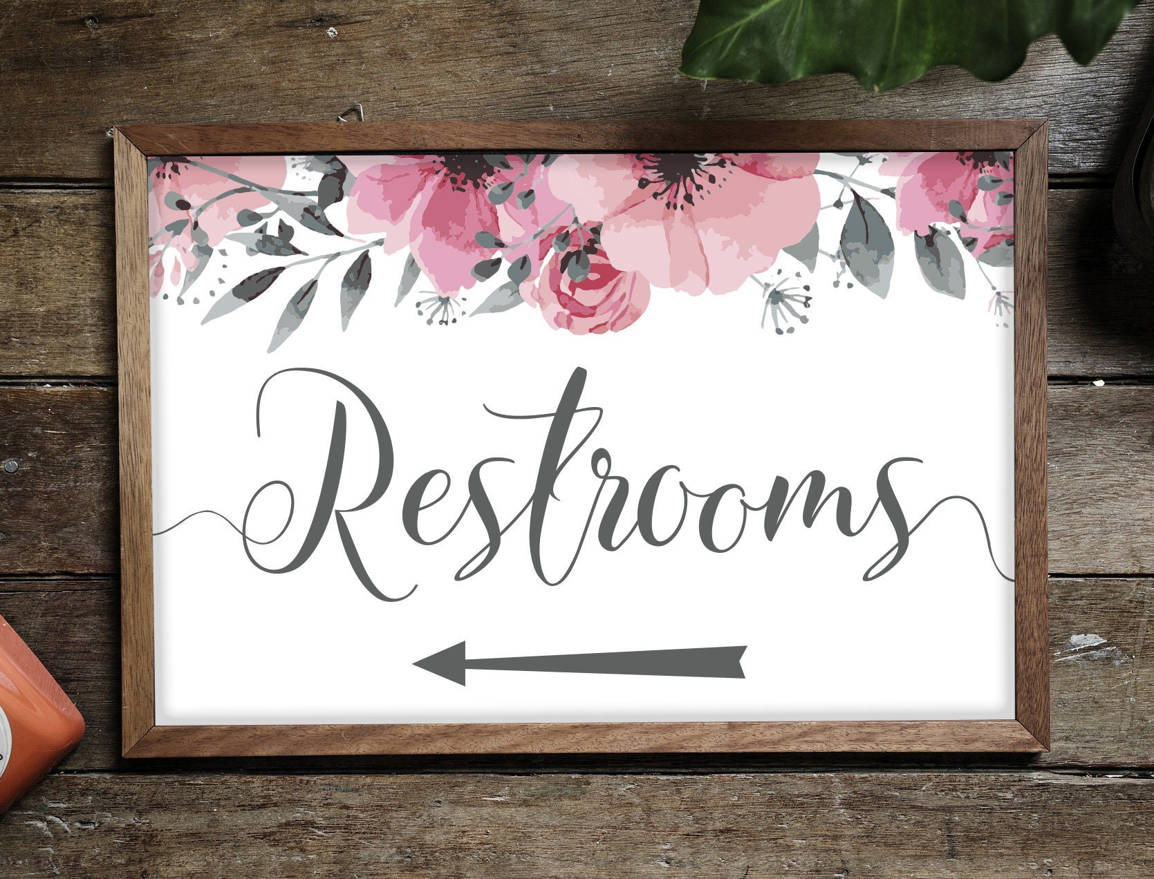 Wedding Restrooms Sign. Toilet Directions Left & Right Arrows Printable ...