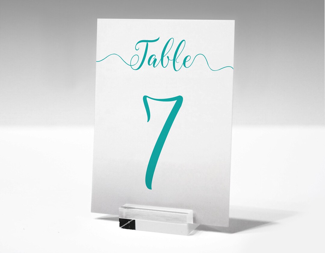 Turquoise Wedding Table Numbers PDF 5x7 - Etsy