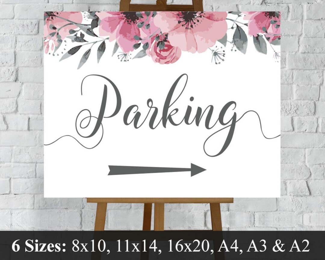 Parking Directions Sign. Wedding Car Park Arrows. Parking Lot Left ...