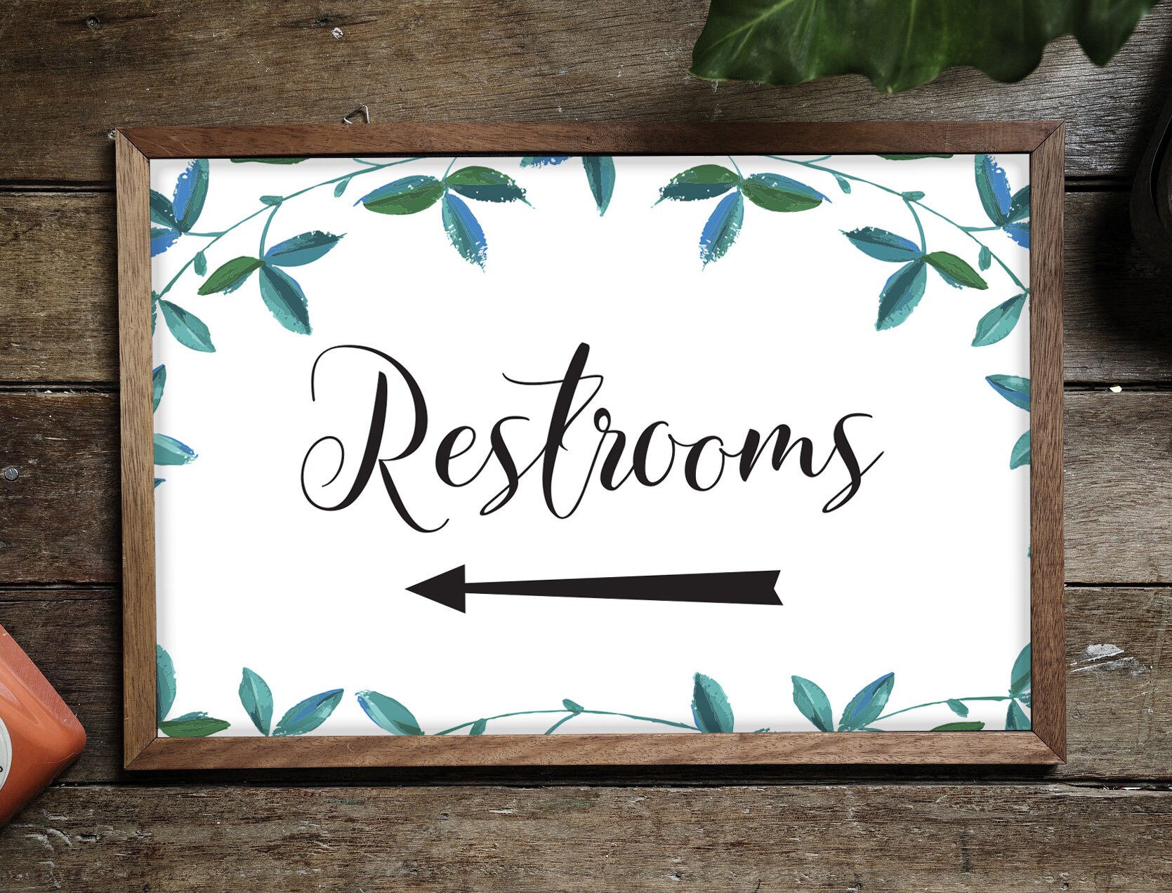 Wedding Restrooms Sign. Directions Toilets Left & Right Arrows ...