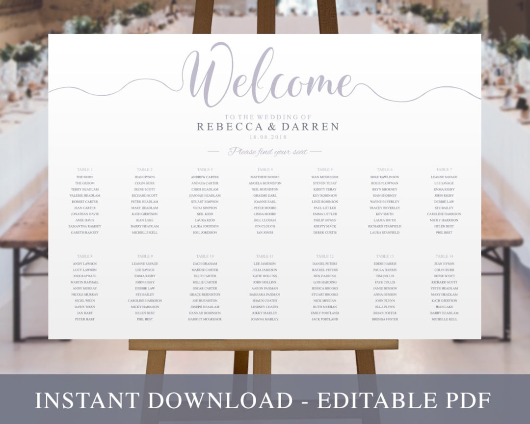 Wedding Seating Chart Landscape - Etsy