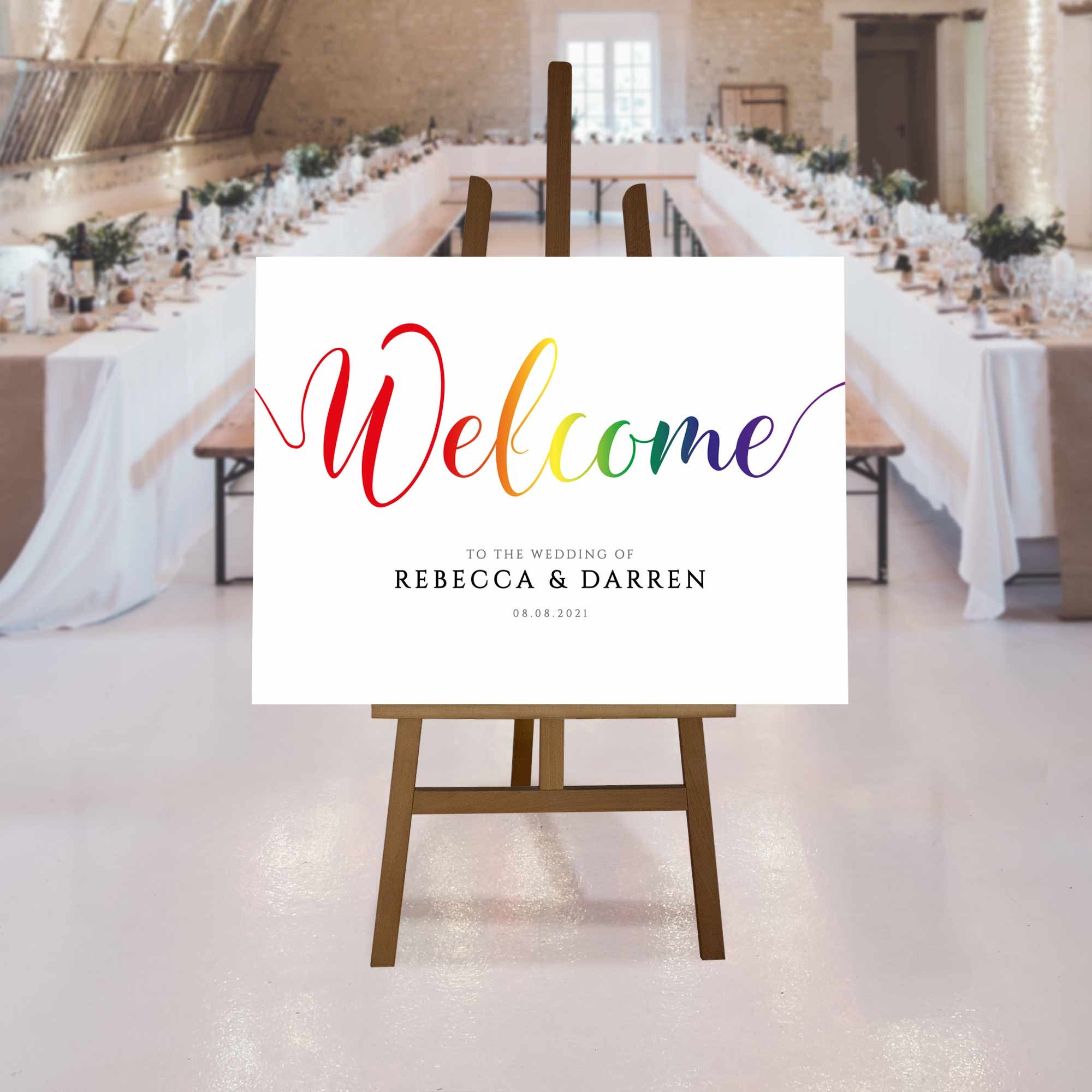 Wedding Welcome Sign Rainbow - Printable, Editable LGBT Pride Sign ...