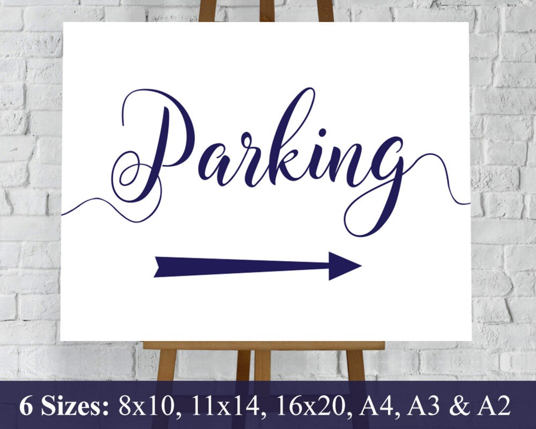 Parking Directions Sign Navy. Wedding Car Park Arrows. Parking Lot Left ...