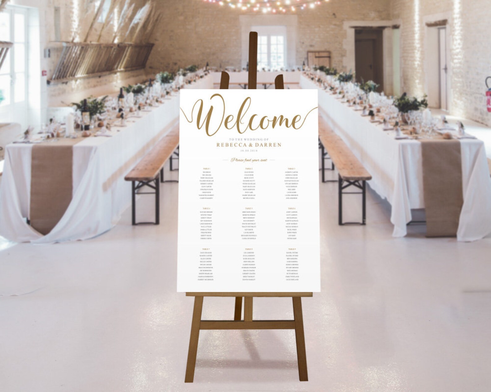 Gold Wedding Seating Chart - Etsy