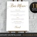 Wedding Bar Menu Sign. Printable Editable Pdf Template INSTANT | Etsy