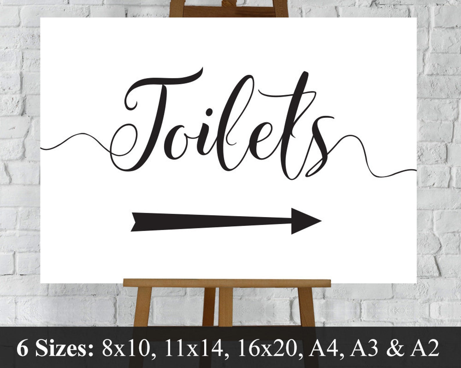Toilets Sign. Wedding Restroom Directions Left & Right Arrows Printable ...