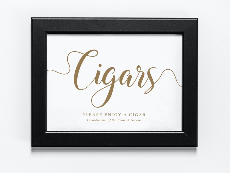 Cigars Sign Gold Wedding Cigar Bar Sign PDF Instant Download - Etsy