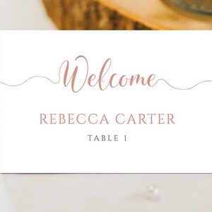 Rose Gold Place Cards Template. Printable Editable Wedding | Etsy