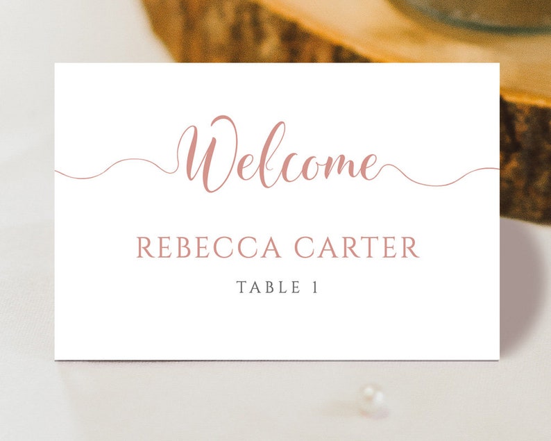 Rose Gold Place Cards Template. Printable Editable Wedding | Etsy