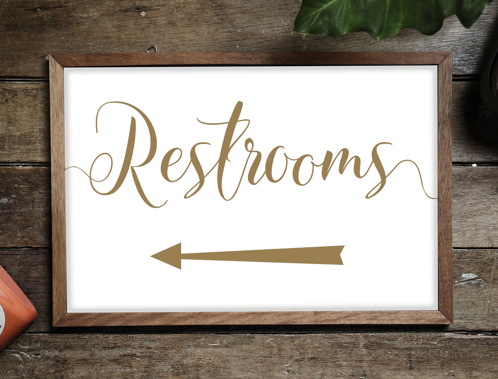 Wedding Restrooms Sign Gold. Directions Toilets Left & Right Arrows ...