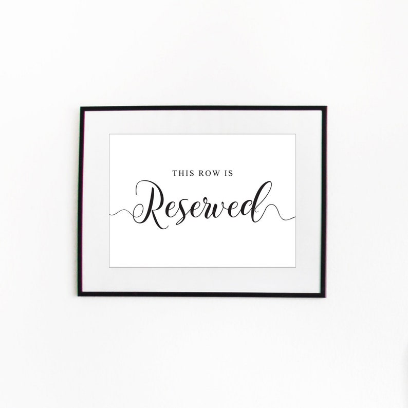 This Row is Reserved Sign Wedding Printable Download - Etsy