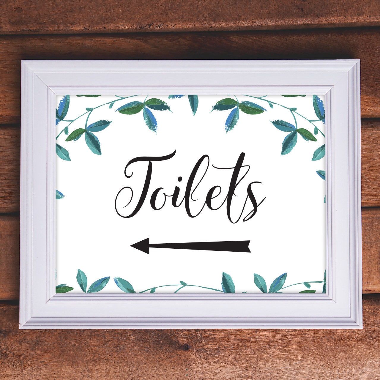 Toilet Sign. Wedding Restrooms Directions Toilets Left & Right Arrows ...