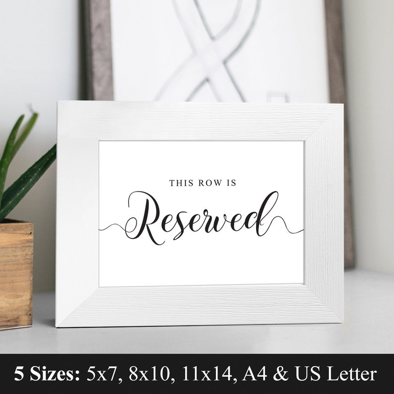 This Row is Reserved Sign Wedding Printable Download - Etsy