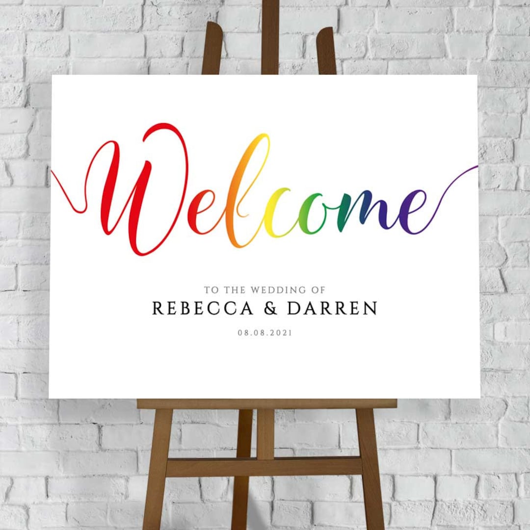 Wedding Welcome Sign Rainbow - Printable, Editable LGBT Pride Sign ...
