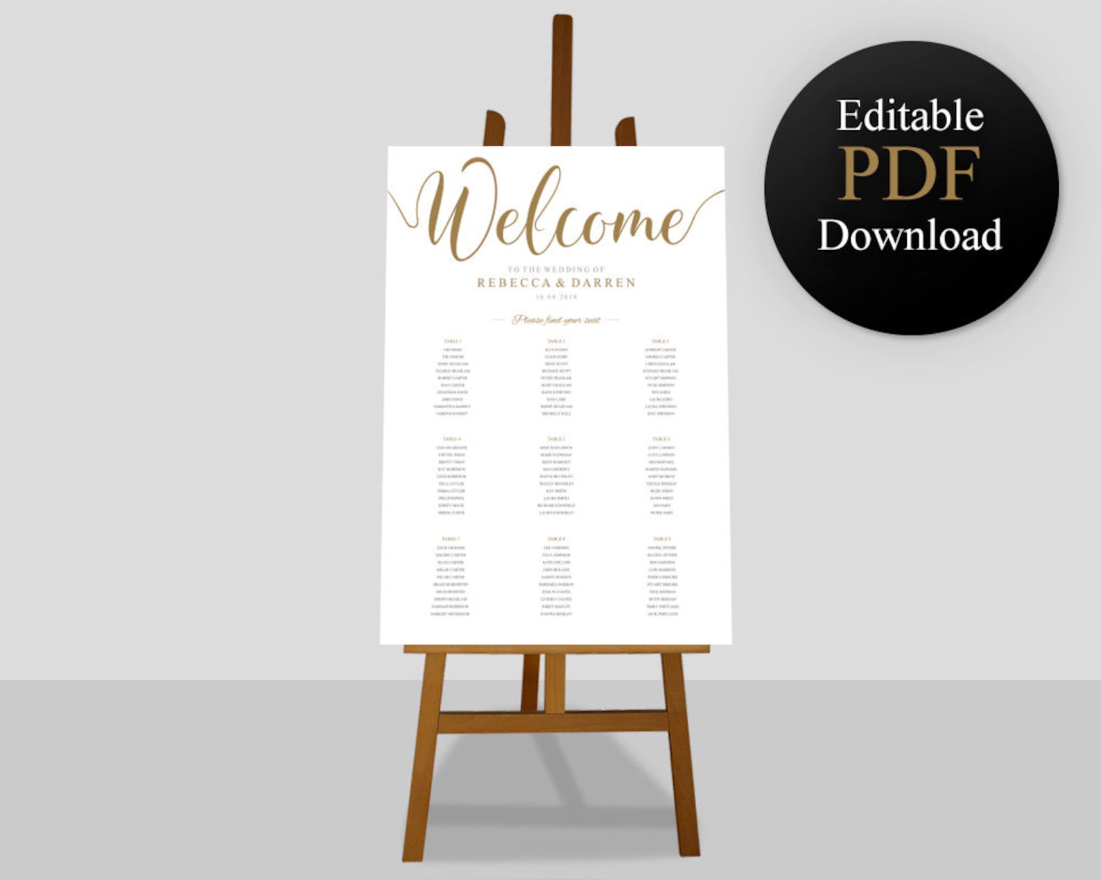 Gold Wedding Seating Chart - Etsy