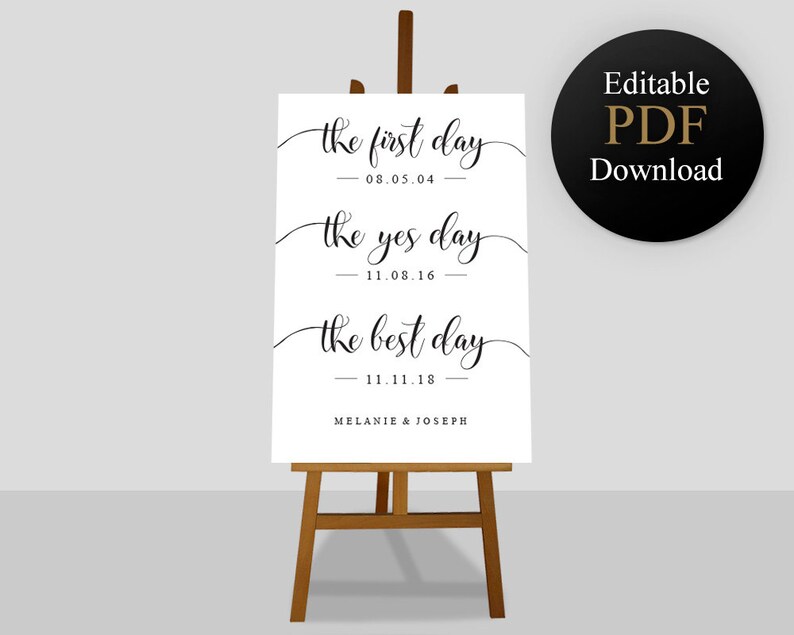 Memorable Dates Sign. Wedding Dates Printable Editable - Etsy