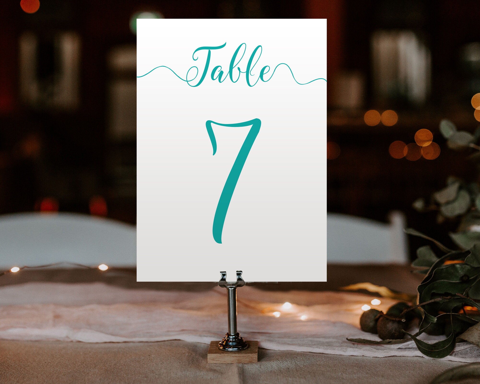 Turquoise Wedding Table Numbers PDF 5x7 - Etsy