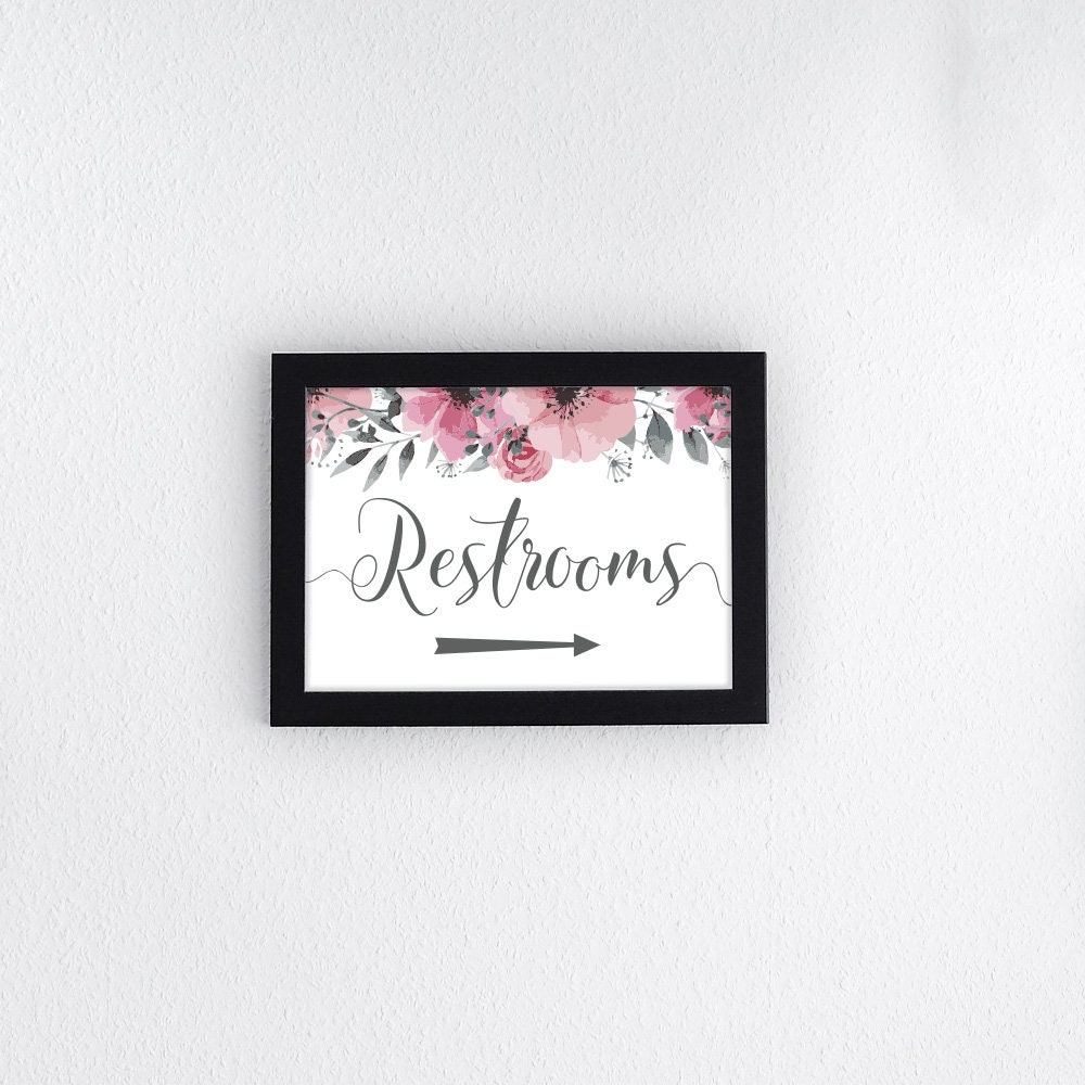 Wedding Restrooms Sign. Toilet Directions Left & Right Arrows - Etsy