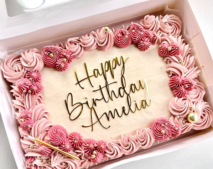 Cake Charm Text Personalised Writing, for Sheet Cake, Cakes. Gold ...