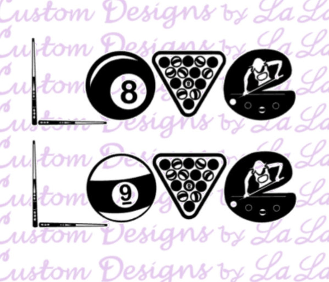 Billiards Love SVG, Love Eightball Nineball Svg, Billiards Cut File for ...