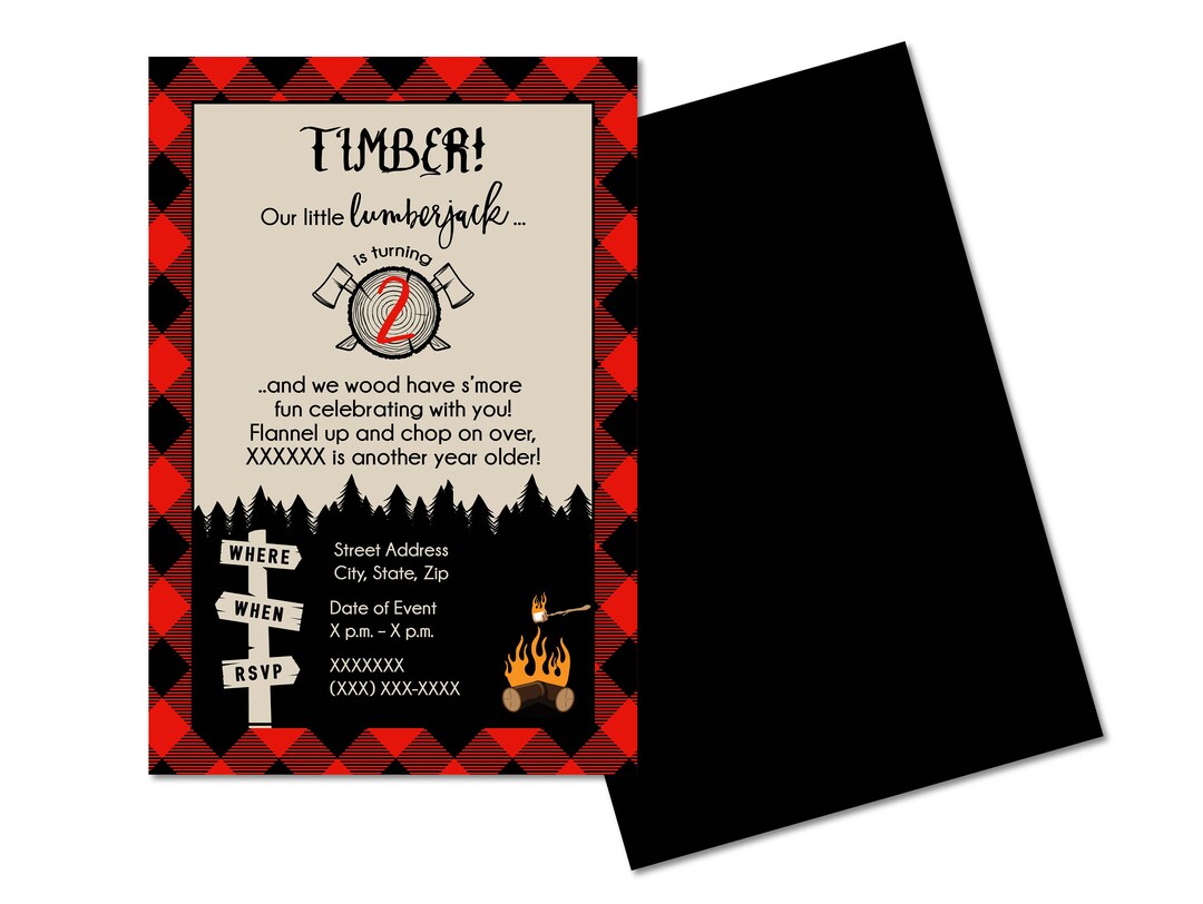 Lumberjack Birthday Invitation - (customized) - Etsy
